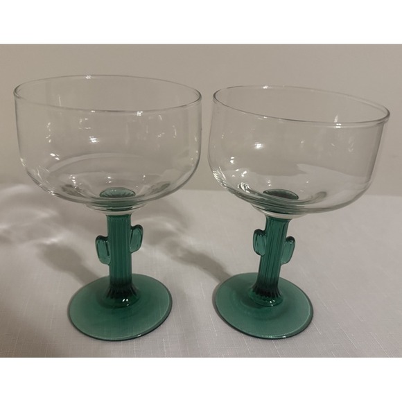 Libbey | Dining | Vintage Pair Of Libby Glass Cactus Margarita Glasses ...